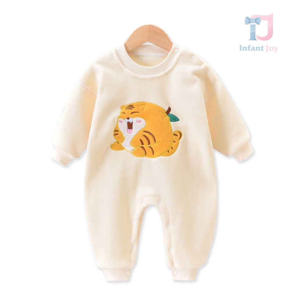 Salopetă fleece, moale, cu vată adăugată și broderie Lemon Tiger ...
